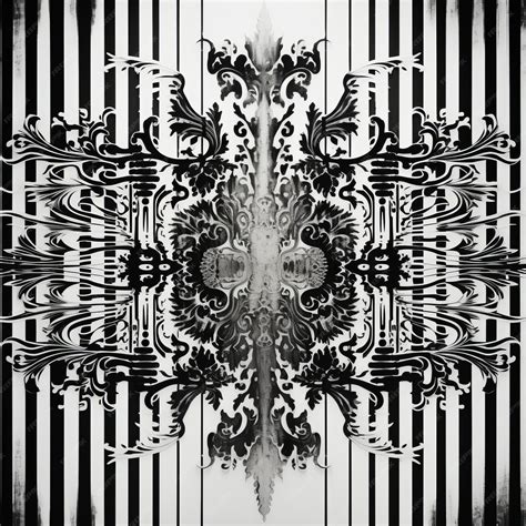Black And White Damask Design With Vertical Barcode Straight Lines Premium Ai Generated Image