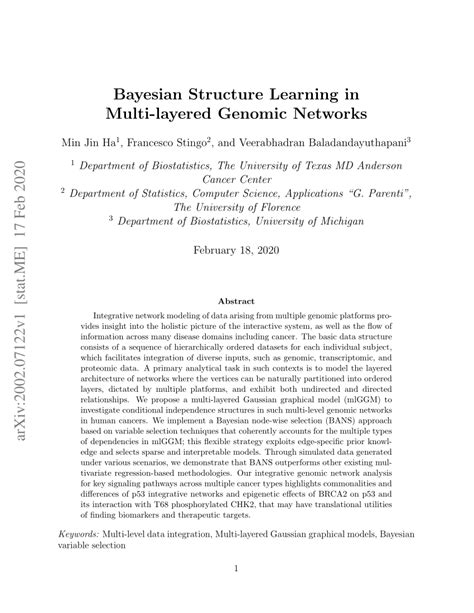 pdf bayesian structure learning in multi layered genomic networks