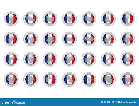 Set Of France Province Icons Vector Illustration Decorative Design