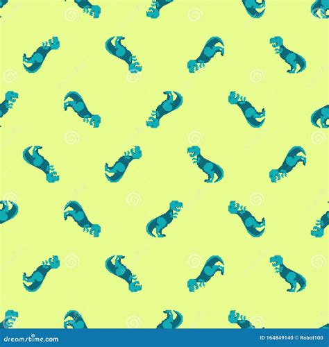 Tyrannosaurus Pixel Art Dinosaur T Rex Pixelated 8 Bit Illustration Cartoon Vector