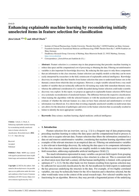 Pdf Enhancing Explainable Machine Learning By Reconsidering Initially Unselected Items In