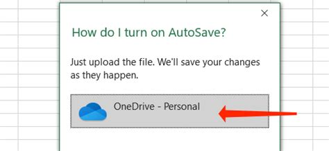 how to automatically save microsoft excel files to onedrive