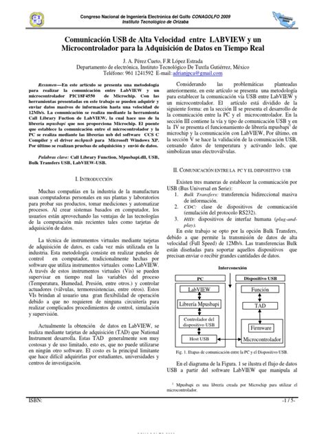 comunicación usb de alta velocidad entre labview y un microcontrolador