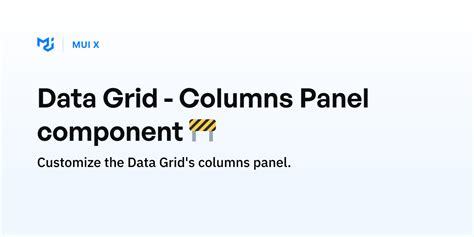 Data Grid Columns Panel Component 🚧 Mui X