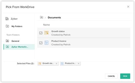 workdrive integration online help zoho crm