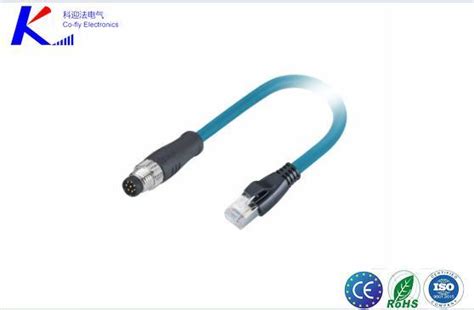 M8 8pin Male To Rj45 Male Plug Molded Cat 5e Sftp 4x2x26awg Pur Profinet Cable Connector