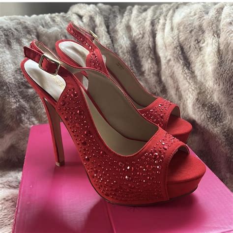 Shoe Dazzle Neisha Red Open Toe Heels New Size Depop