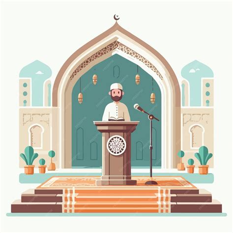 Premium Vector Vector Character Of A Muslim Imam Giving A Lecture