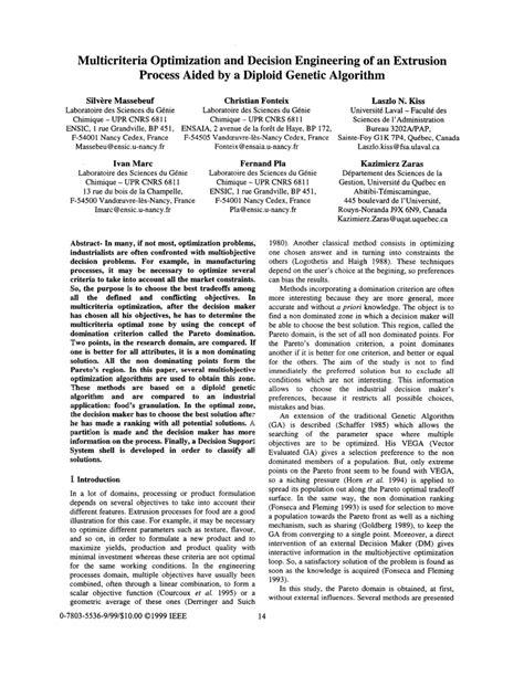 pdf multicriteria optimization and decision engineering of an