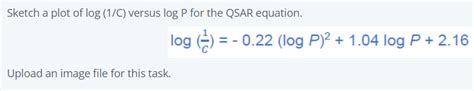 Solved Sketch A Plot Of Log 1 C Versus Log P For The Qsar