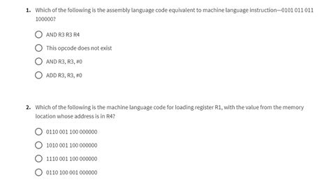 Solved Which Of The Following Is The Assembly Language Code