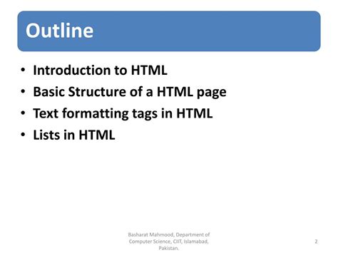 Ppt Introduction To Html Basic Structure Of A Html Page Text