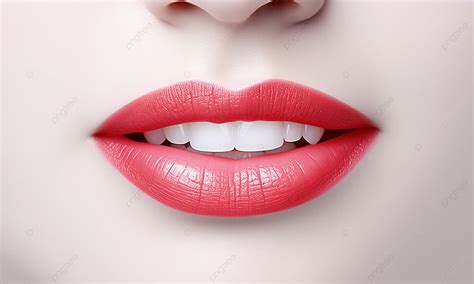 Lips Chin Woman Close Up Beauty Sexy Red Lip Makeup Glossy Lipstick And