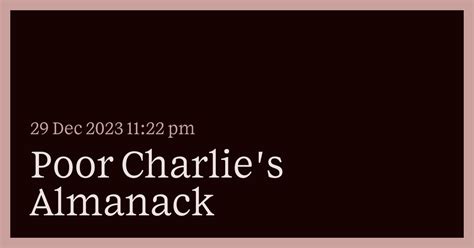 Poor Charlie S Almanack Charles Harries