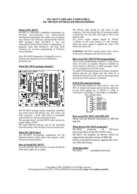 Pdf Pic Mplab Compatible Programmer Dokumentips