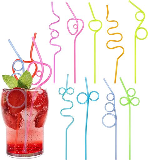 50 Pcs Crazy Straws Happon Reusable Hard Plastic Crazy Loop Straws Silly Colorful Drinking
