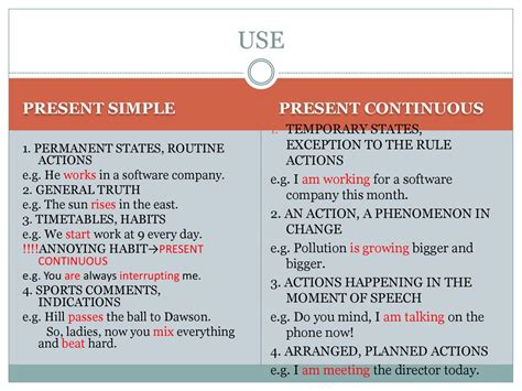 Present simple vs present continuous презентация