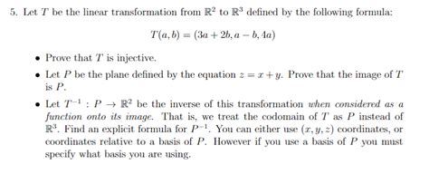 solved let t be the linear transformation from r2 to r3