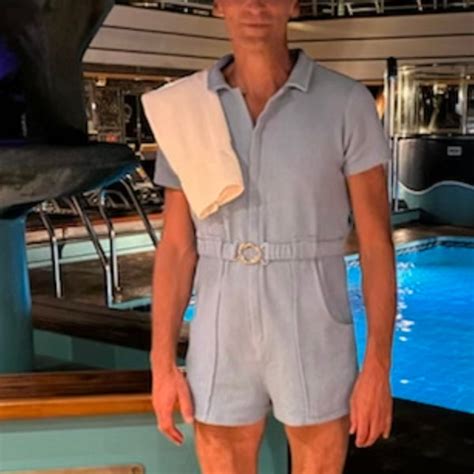 James Bond Blue Terrycloth Goldfinger Romper French Terry Jumpsuit Pool