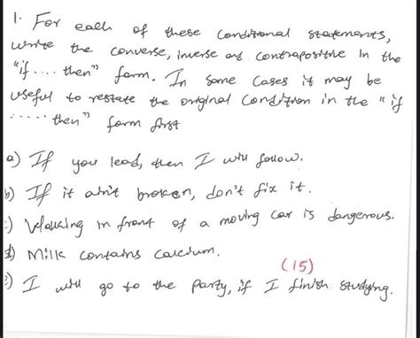 Solved 1 For Each Of These Conditional Statements Write