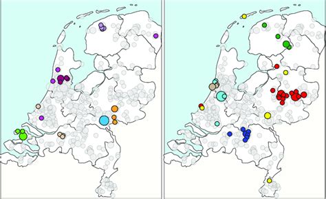 Plot Of Residential Locations For The Largest Gg0005 Genetic Clusters Download Scientific