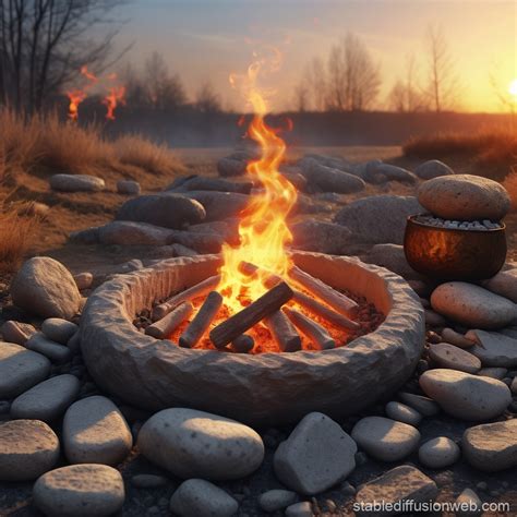 Dawn Of A Day With Almost Extinguished Fire Stable Diffusion Online