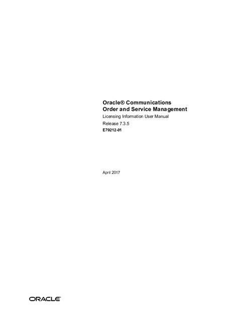 Fillable Online Oracle Communications Order And Service Management Fax Email Print Pdffiller
