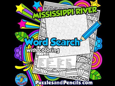 Mississippi River Word Search Puzzle Activity Page With Colouring Teaching Resources