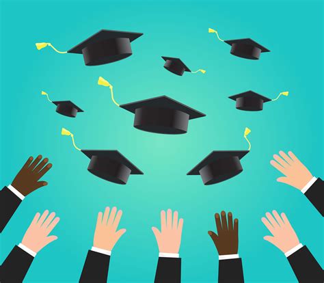 Graduation Caps Flying