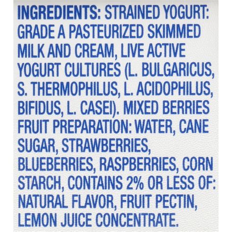 Fage Total Yogurt Greek Strained Ingredients