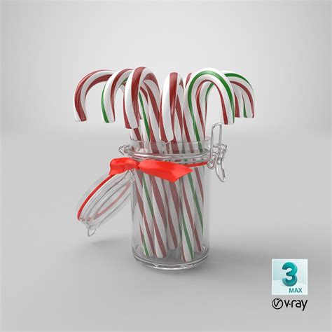 Candy Cane Jar Glass 3d Model Turbosquid 1420690