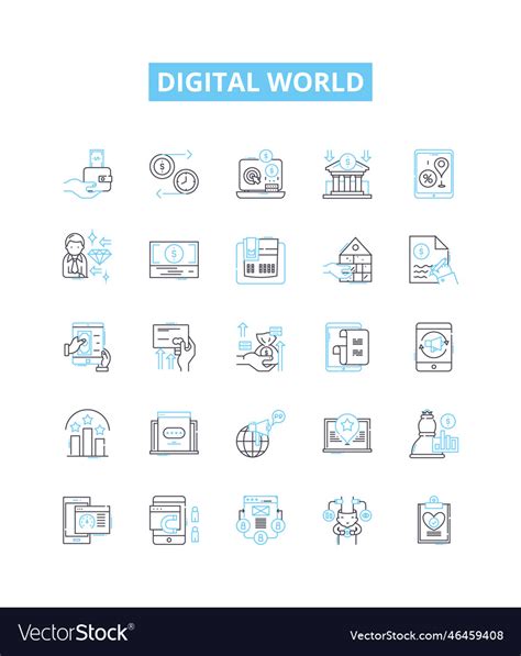 Digital World Line Icons Set Royalty Free Vector Image