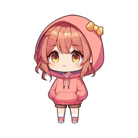 Cute Chibi Girl Wearing Cute Hoodie Vector Style Premium Ai Generated