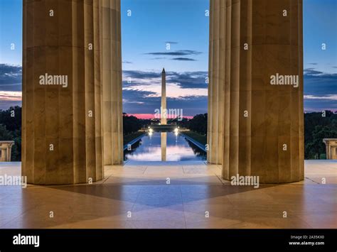 The Washington Monument And Reflection Pool From Inside The Lincoln Memorial National Mall