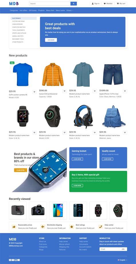 bootstrap ecommerce website homepage free templates