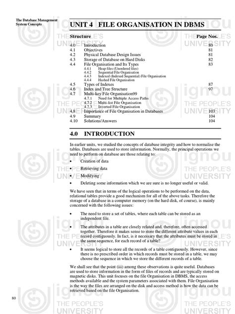 Unit 4 File Organisation In Dbms Structure Page Nos Pdf Database