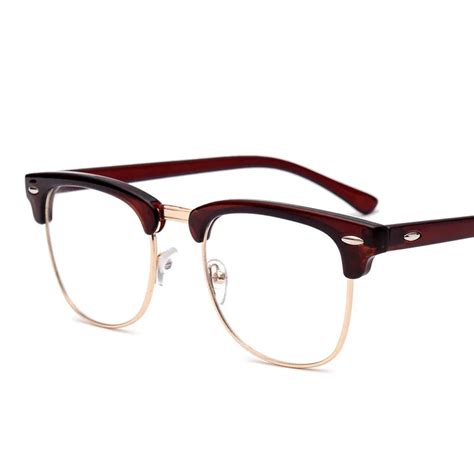 Retro Fashion Metal Half Frame Glasses Frame Woman Men Reading Glass Uv Protection Clear Lens