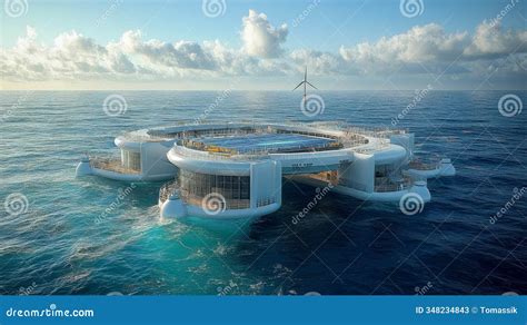 Futuristic Sustainable Floating Ocean Research Facility With Wind Turbine Advancing Marine