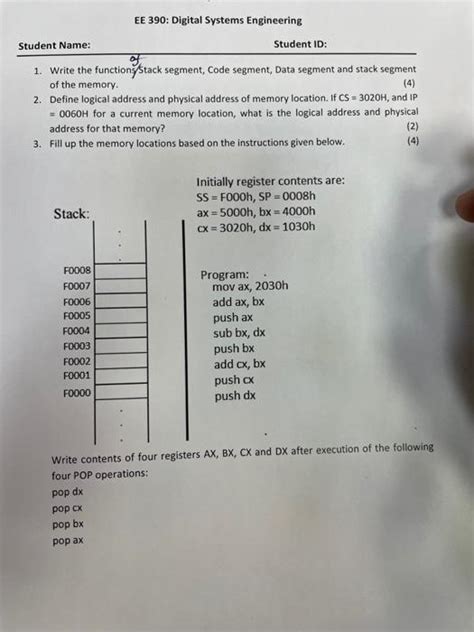 solved 1 write the functions stack segment code segment