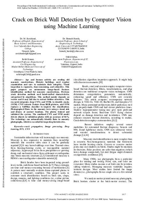 Pdf Crack On Brick Wall Detection By Computer Vision Using Machine Learning