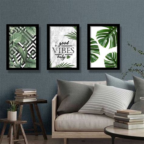 กรอบรูปขนาด A4 เซ็ต 3 ชิ้น ลายใบไม้ กรอบรูปมินิมอล กรอบรูปแขวนผนัง กรอบรูปตั้งโต๊ะ ขนาด A4