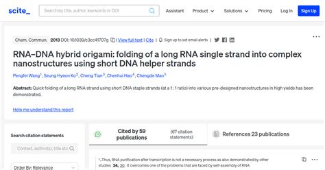 Rna Dna Hybrid Origami Folding Of A Long Rna Single Strand Into Complex Nanostructures Using