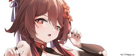 Pretty Hu Tao Hot Look Genshin Impact 2K Wallpaper Download