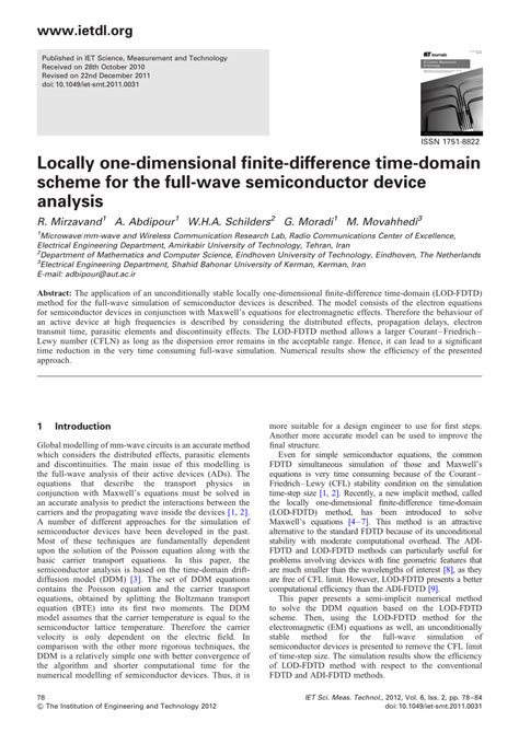 Pdf Locally One Dimensional Finite Difference Time Domain Scheme For The Full Wave