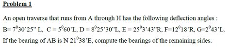 solved problem 1 an open traverse that runs from a through h