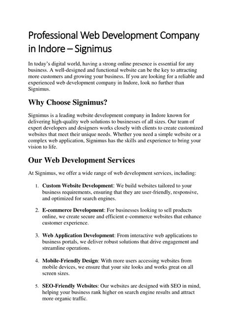 Ppt Professional Web Development Company In Indore Powerpoint