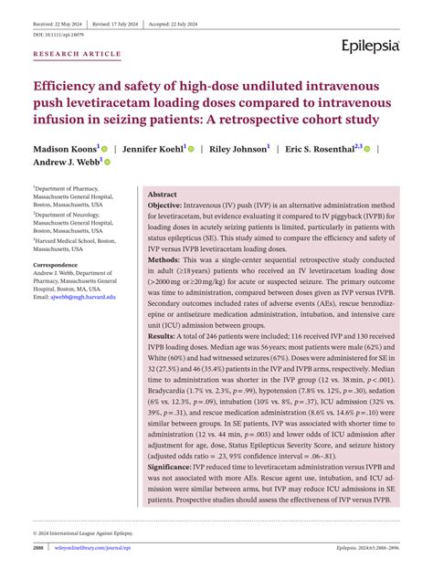 Efficiency And Safety Of High‐dose Undiluted Intravenous Push Efficiency And Safety Of High‐dose Undiluted Intravenous Push