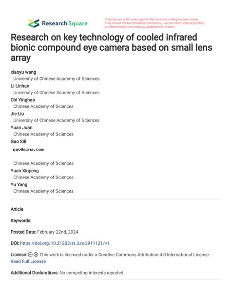 Pdf Research On Key Technology Of Cooled Infrared Bionic Compound Eye