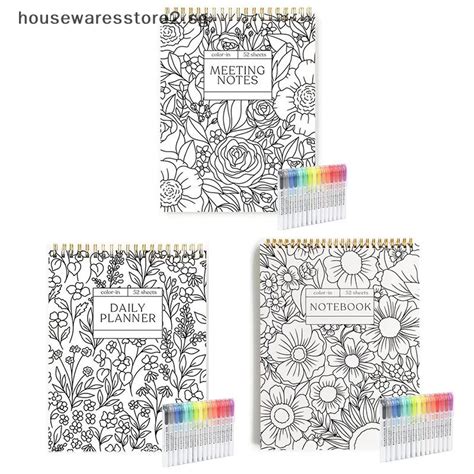 [existing] Color In Spiral Notebook And Daily Planner With 15 Color High Pen For Classroom Office