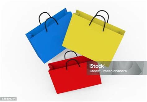 멀티 컬러를 모의 대 한 흰색 바탕에 공기에 있는 종이 봉지를 쇼핑 빈 서식 파일 디자인 3d 렌더링 그림입니다 0명에 대한 스톡 사진 및 기타 이미지 Istock